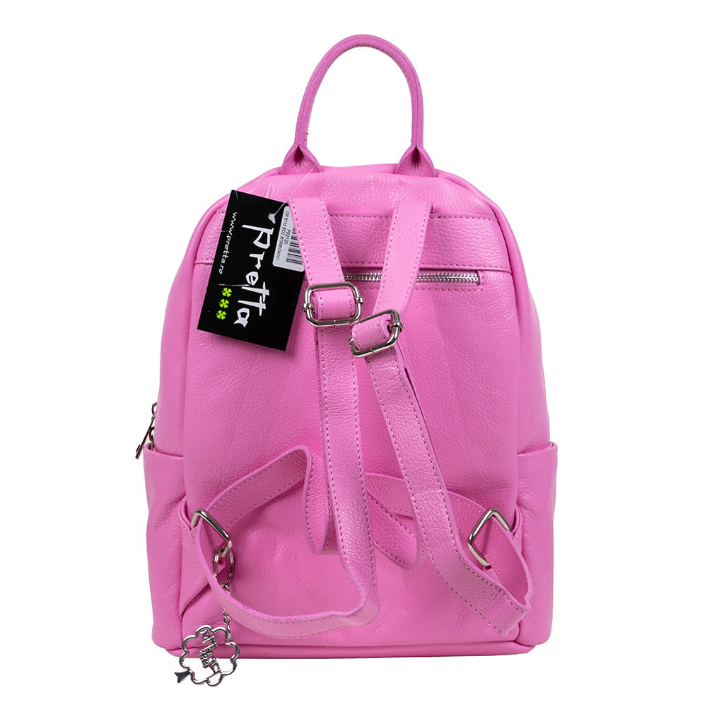 Rucsac Piele, Model Pretta- 8115 Roz Bombon